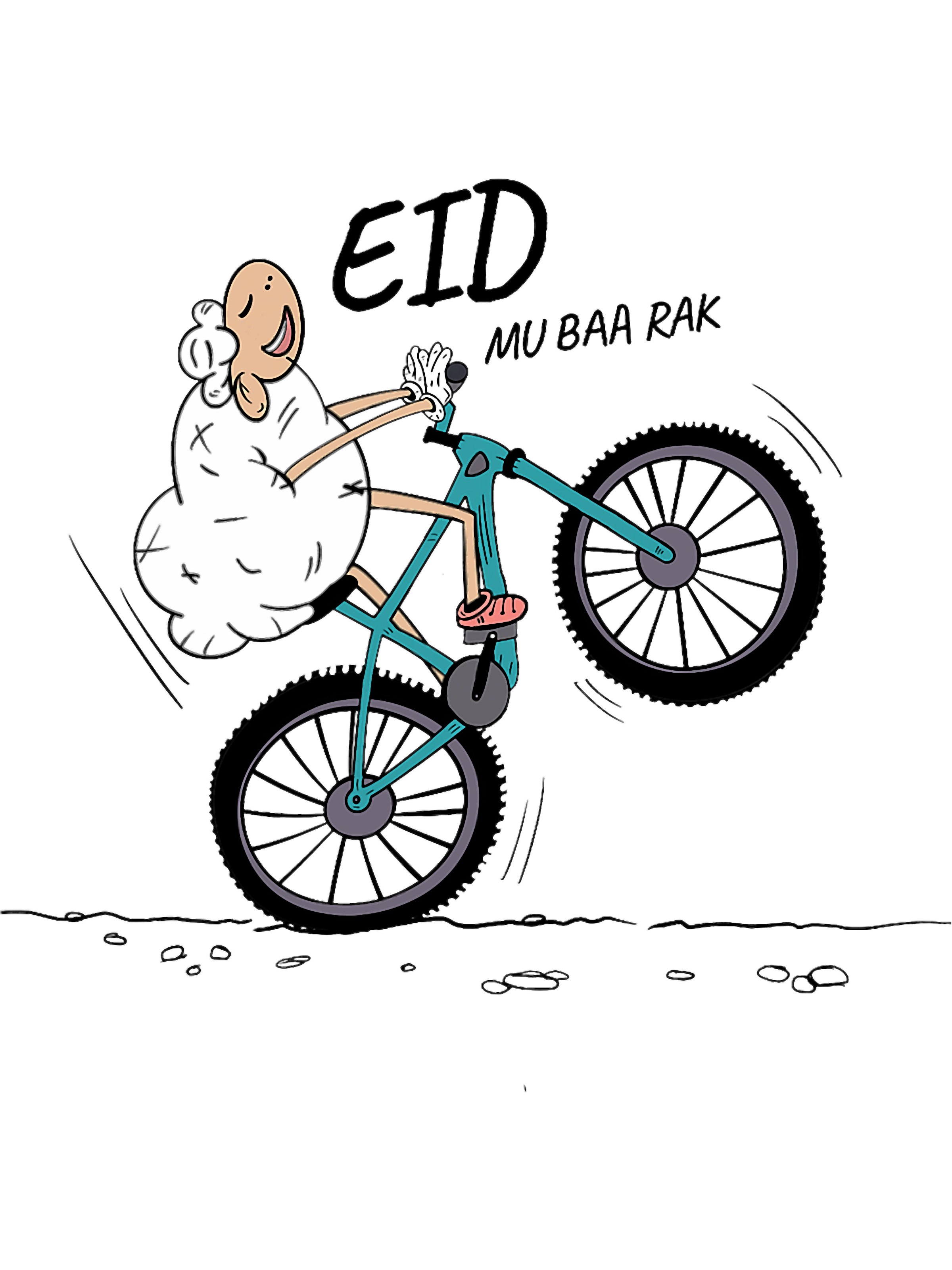 Eid Al Adha Eid Mubarak Funny sheep riding a bike,Png, Png F | Inspire ...