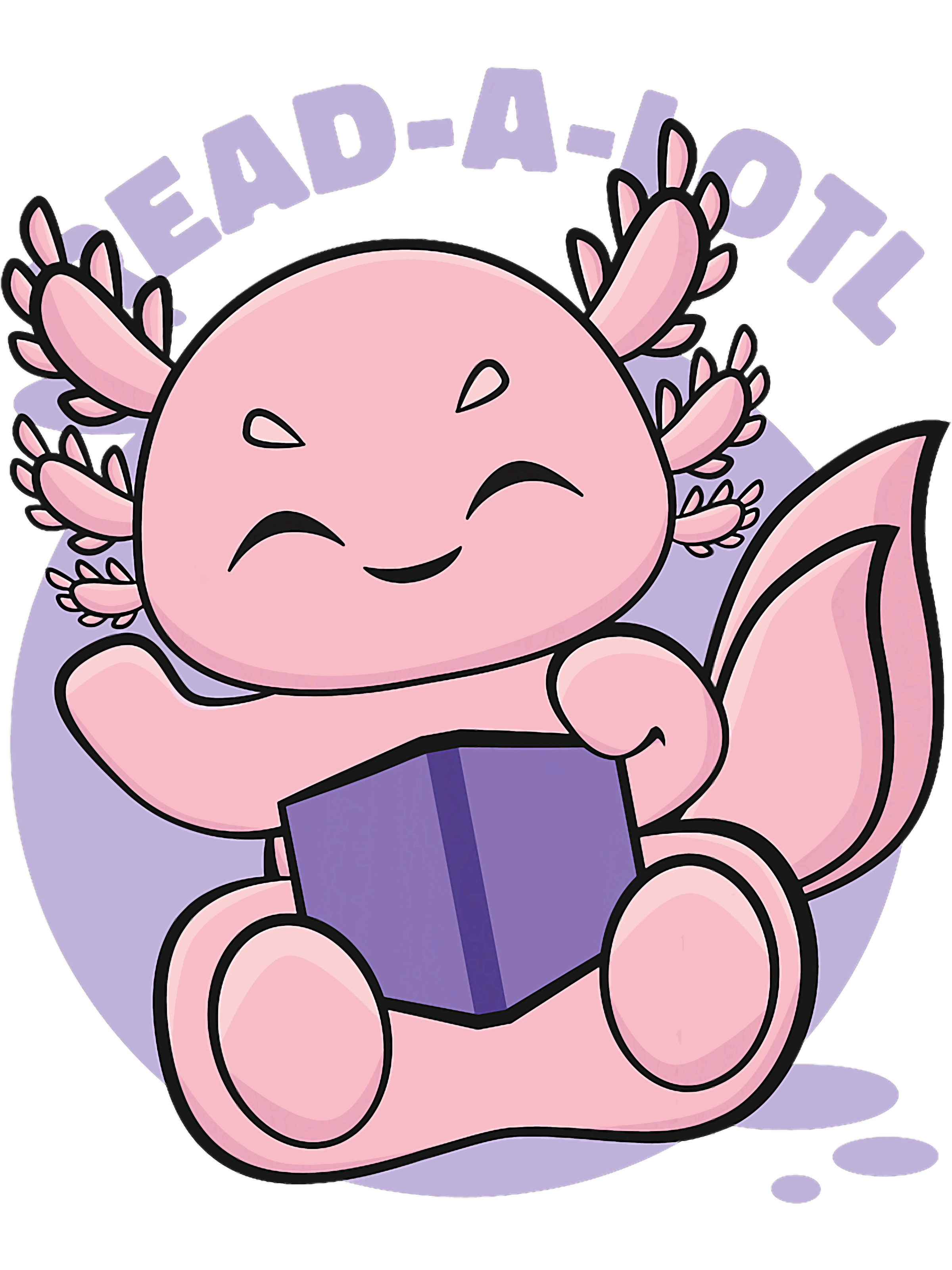 Cute Axolotl With Book For Read a Lotl And Librarian, Png, P | Inspire Uplift