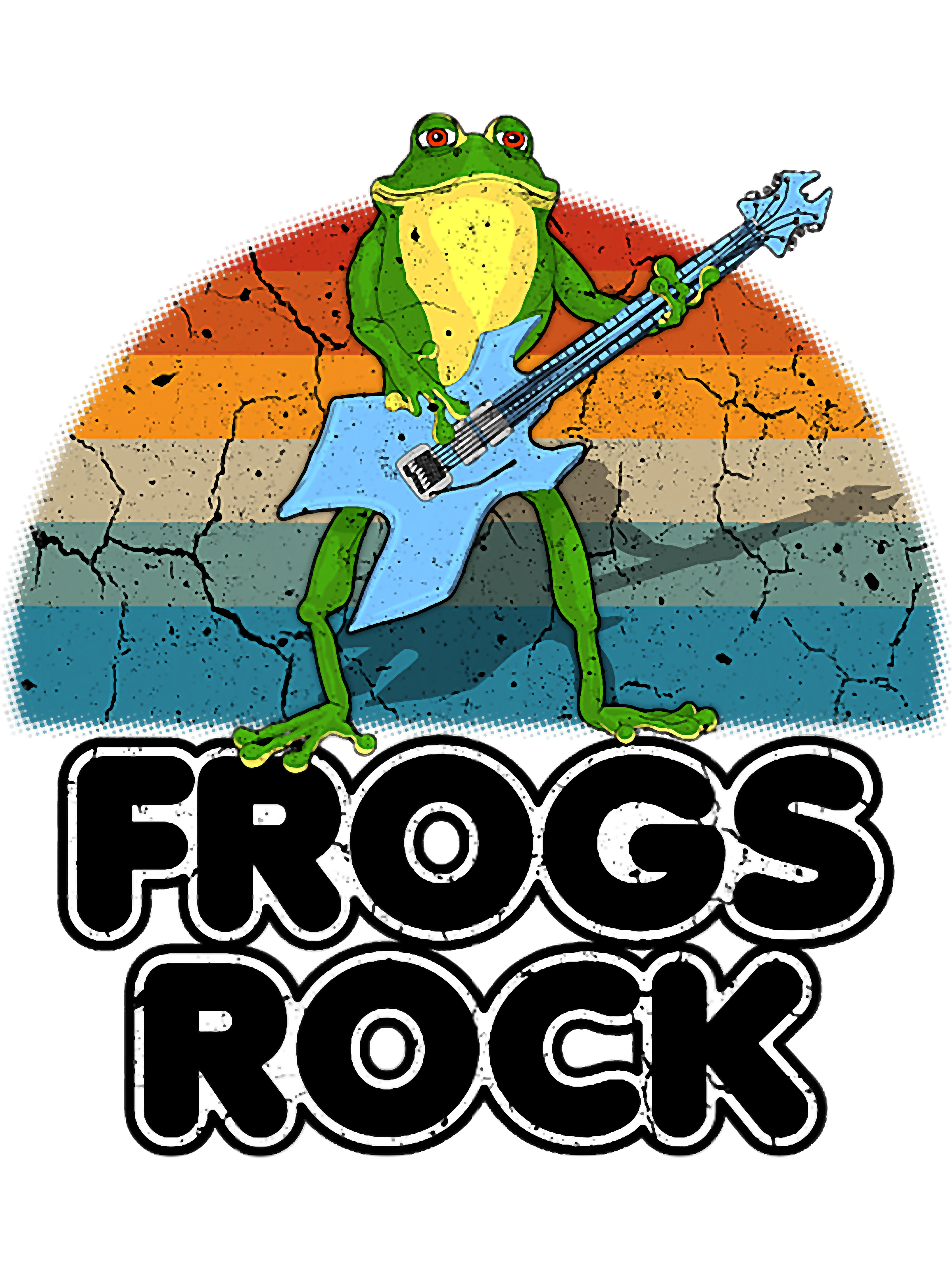 Frogs Rock Funny Frog Playing Guitar With Retro SunsetPng, P | Inspire ...