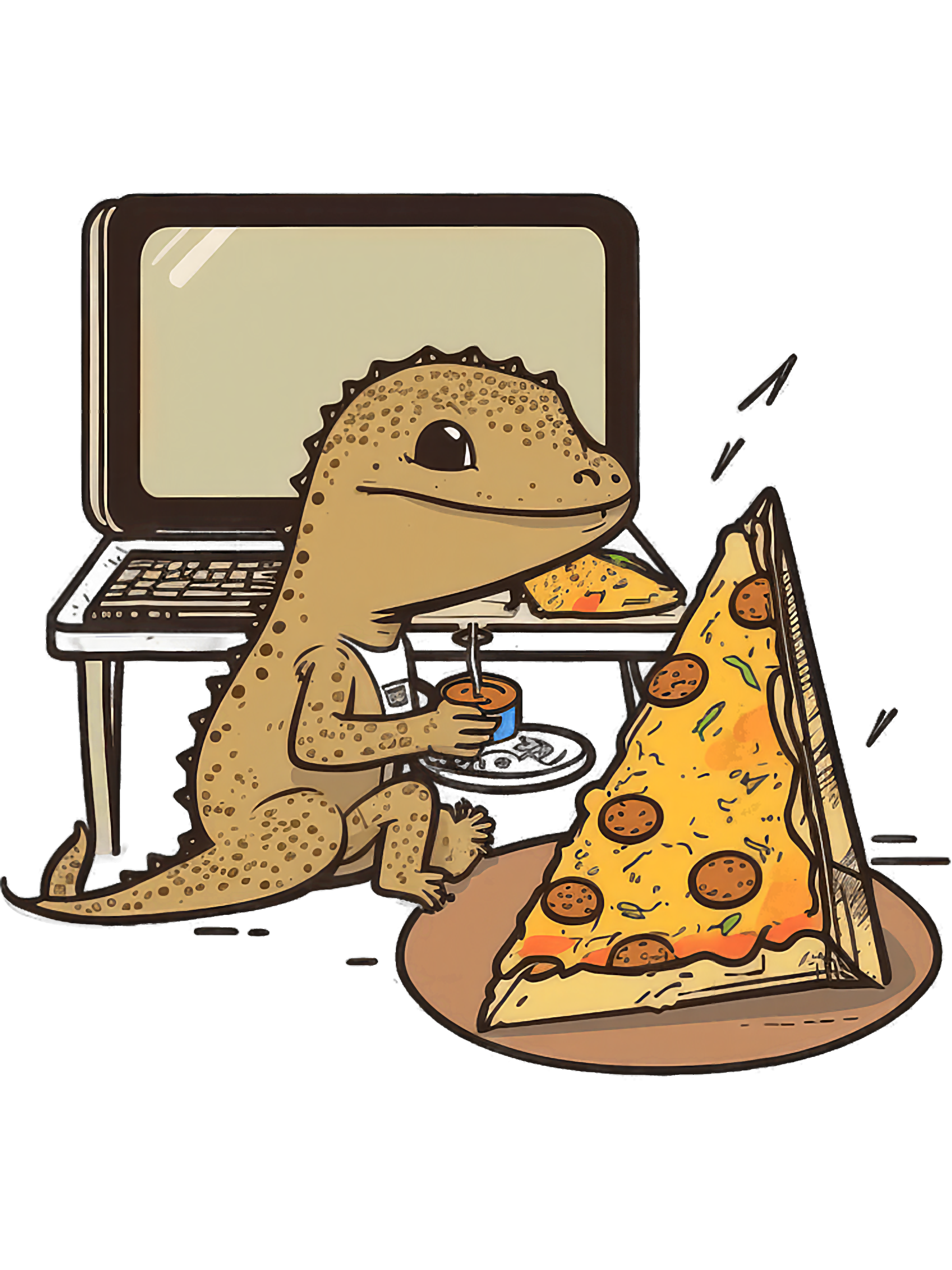 Funny Ackie Monitor Lizard Watching and Eating Pizza,Png, Pn | Inspire ...