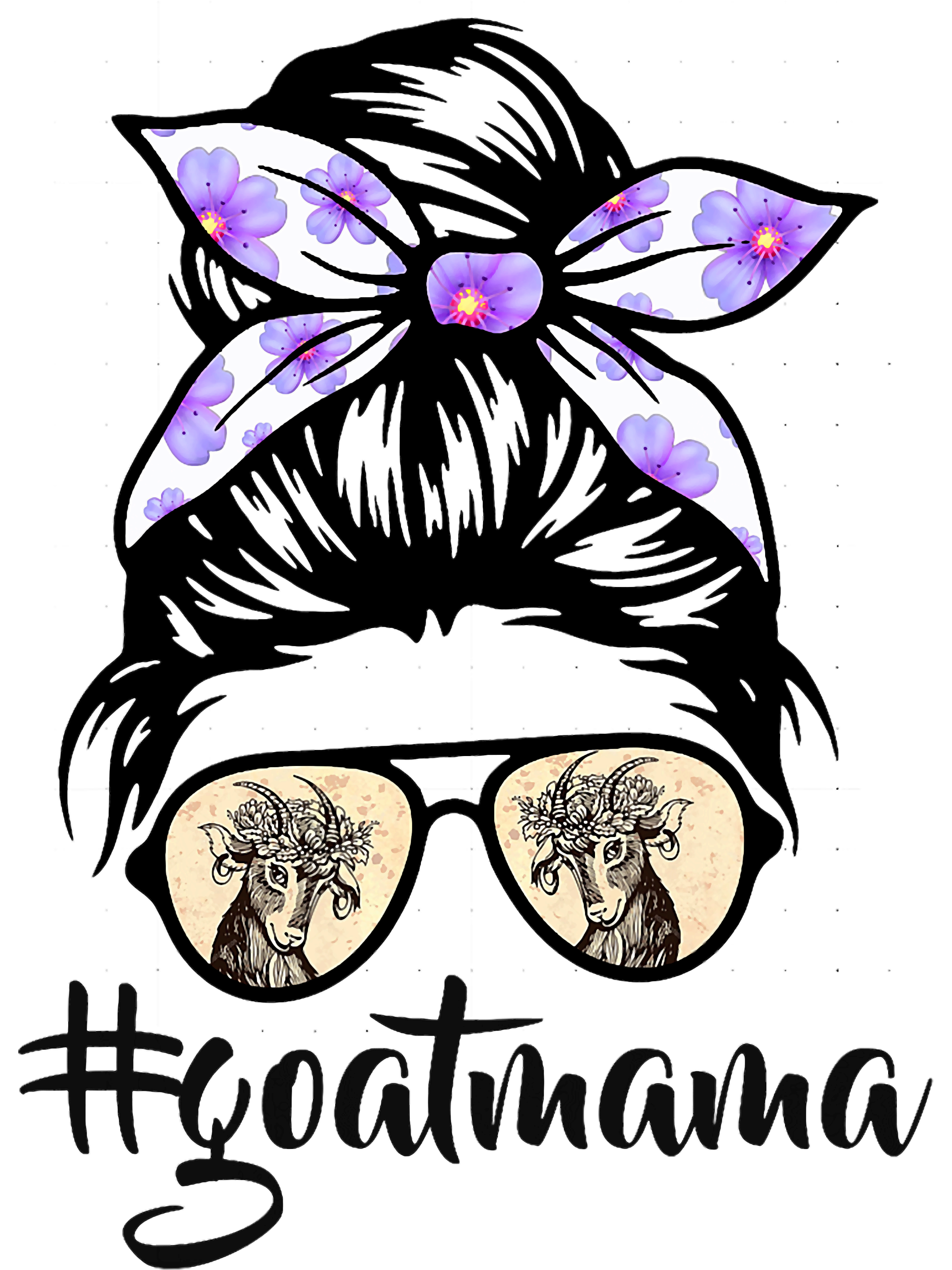 Goat Mama Messy Bun Life Hair Glasses For Mother Day 2,Png, | Inspire ...
