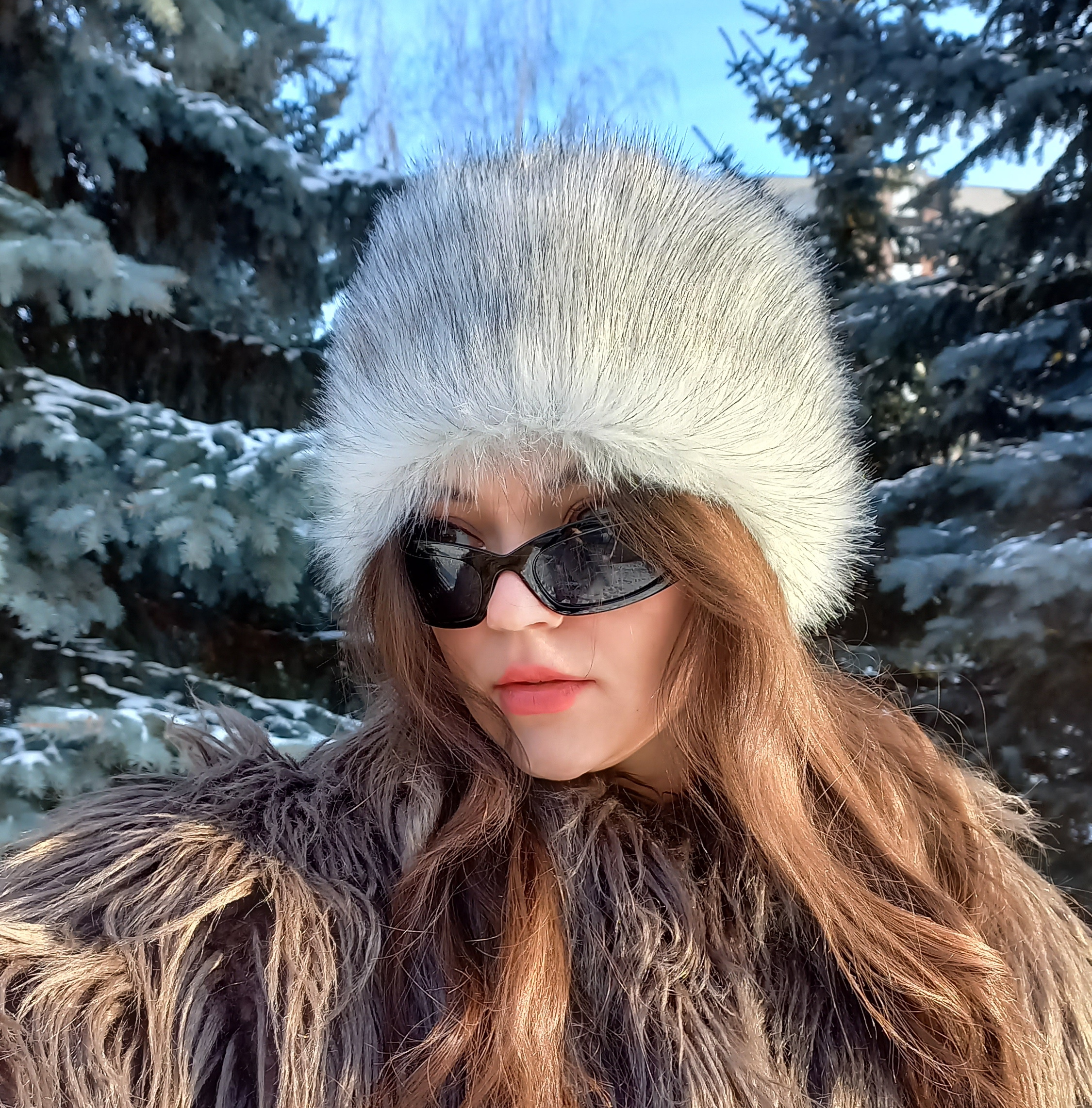 Arctic fox hat made of faux fur. Furry hat in russian style. | Inspire ...