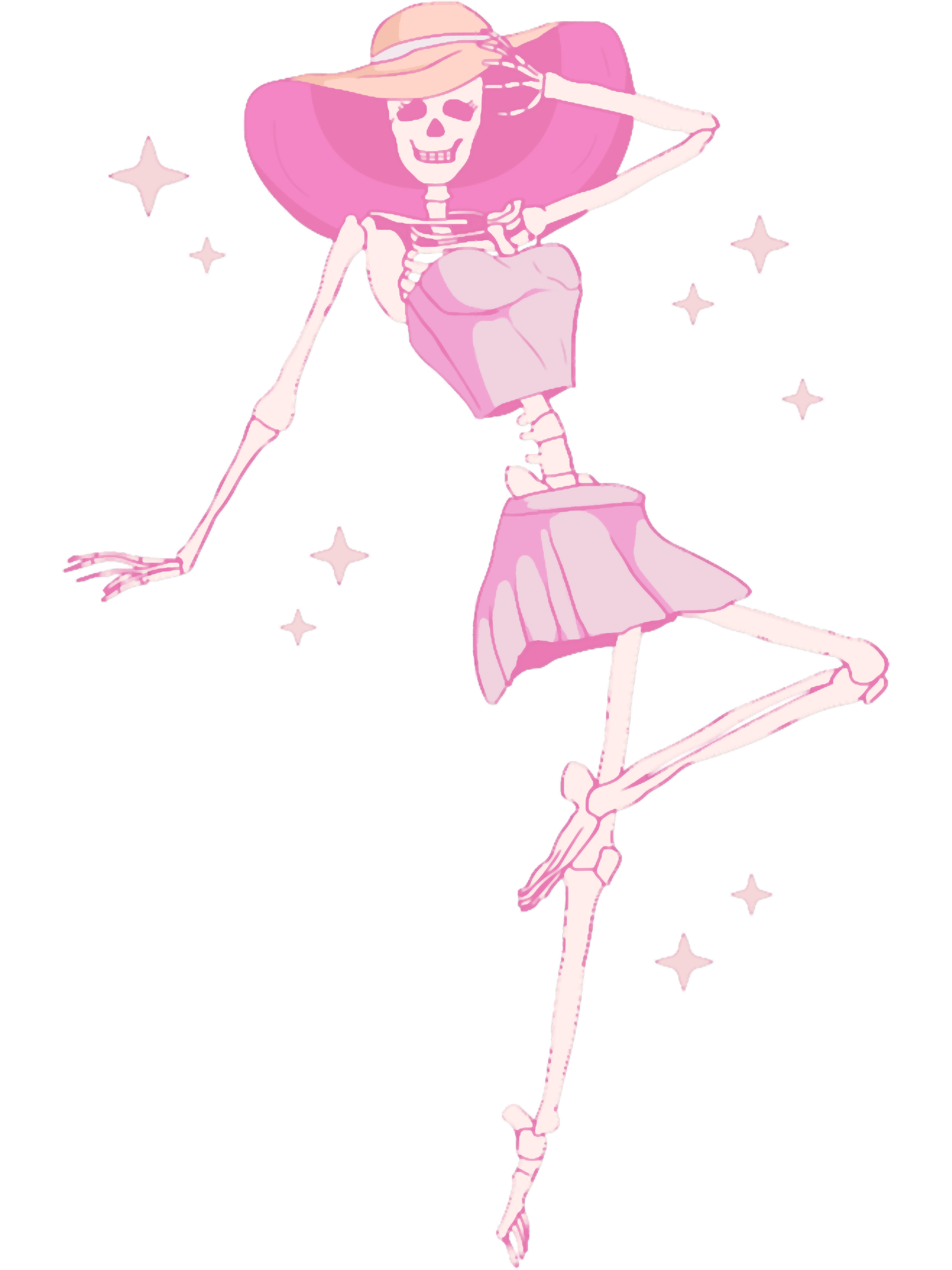 Coquette Aesthetic Pink Skeleton Downtown Aesthetic Girl - Inspire Uplift