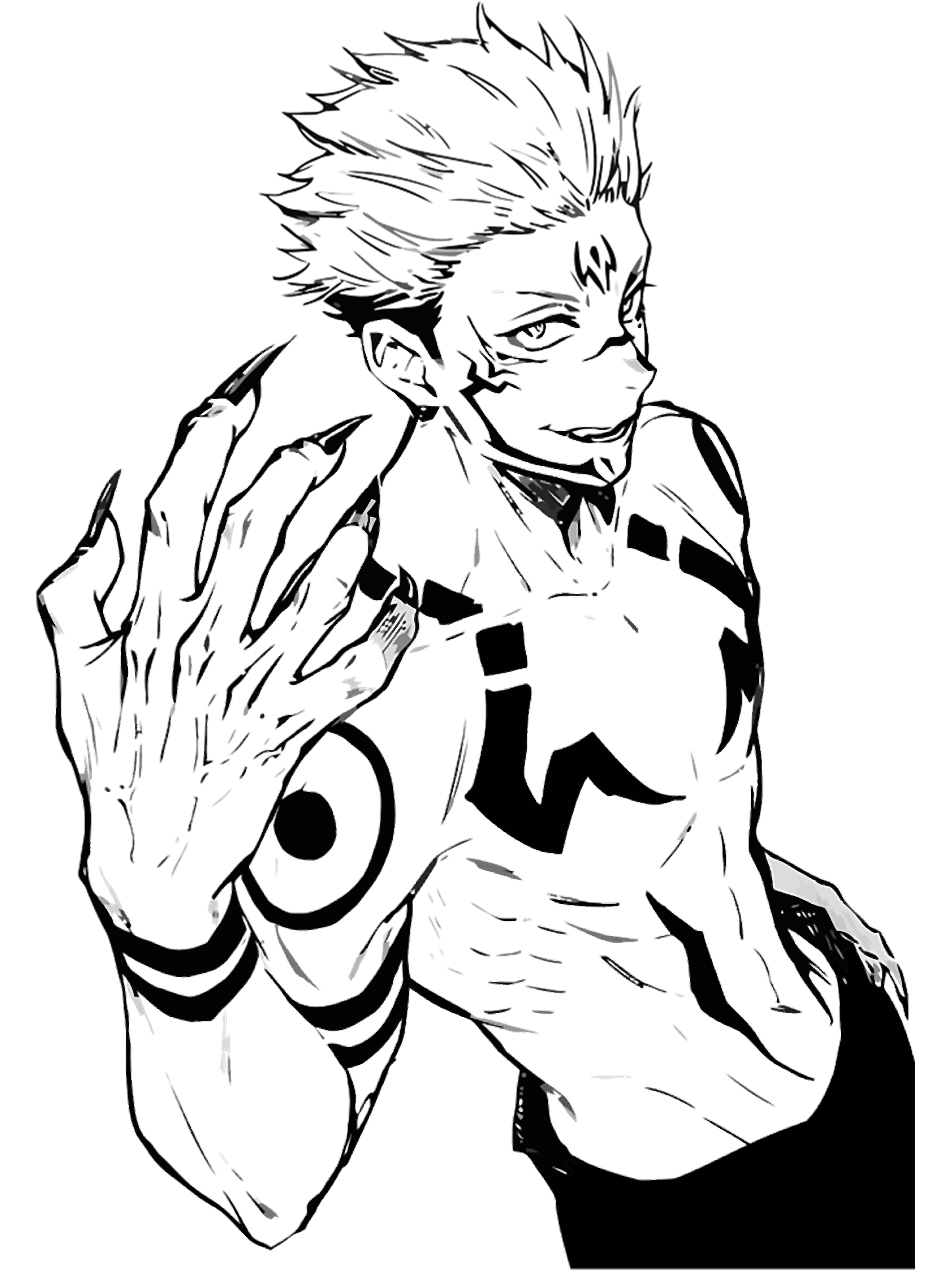 Sukuna JujutsuKaisen Domain Expansion White Lineart.png | Inspire Uplift