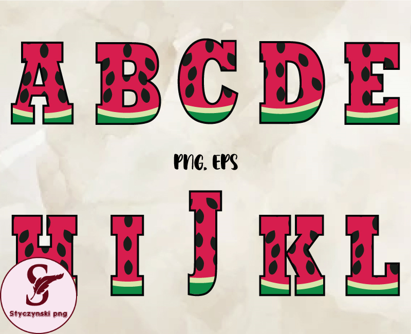 Watermelon Svg Bundle, Alphabet, Numbers, Modern Font, Fonts | Inspire ...