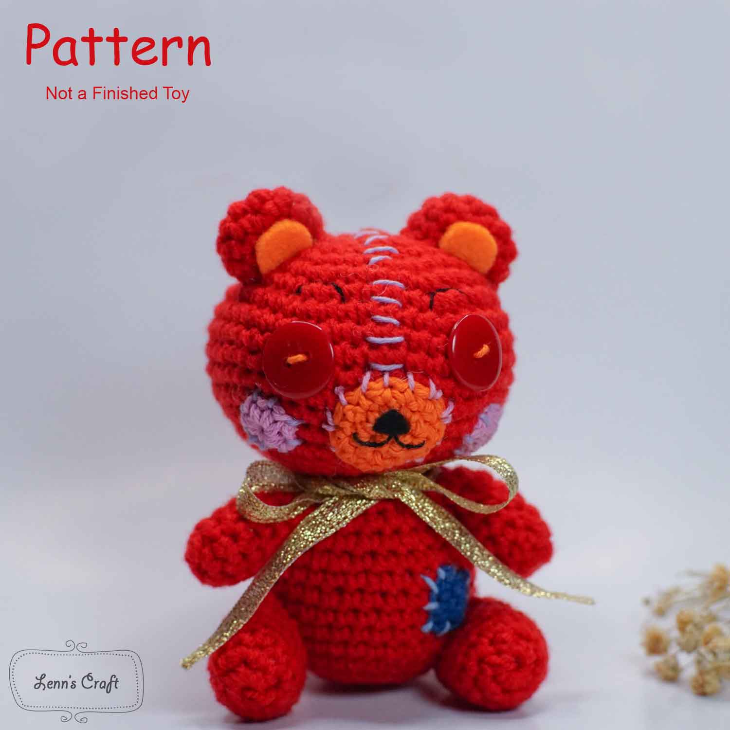 Small Cocomelon red bear crochet doll amigurumi pattern | Inspire Uplift