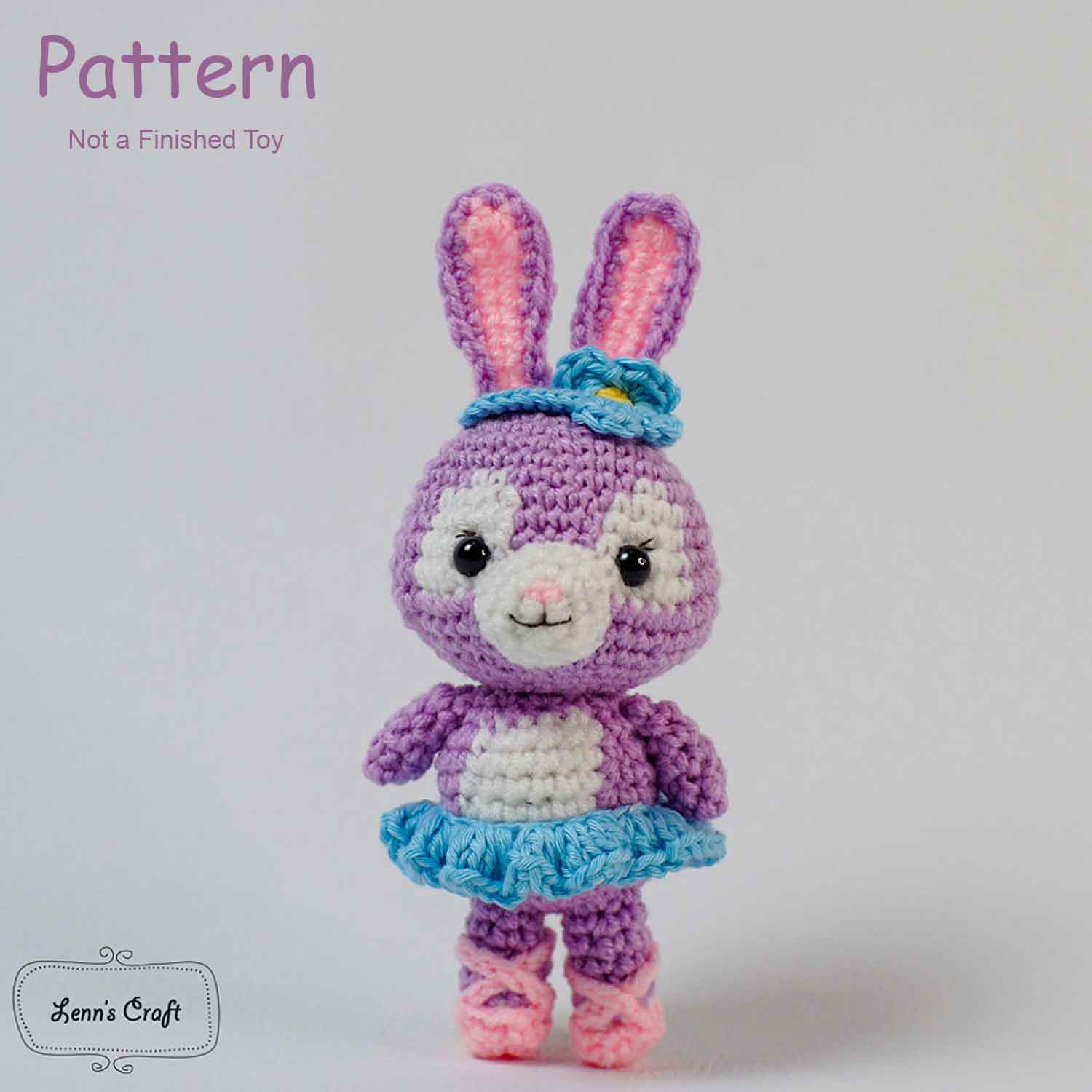 Stella Lou purple rabbit amigurumi crochet doll pattern | Inspire Uplift