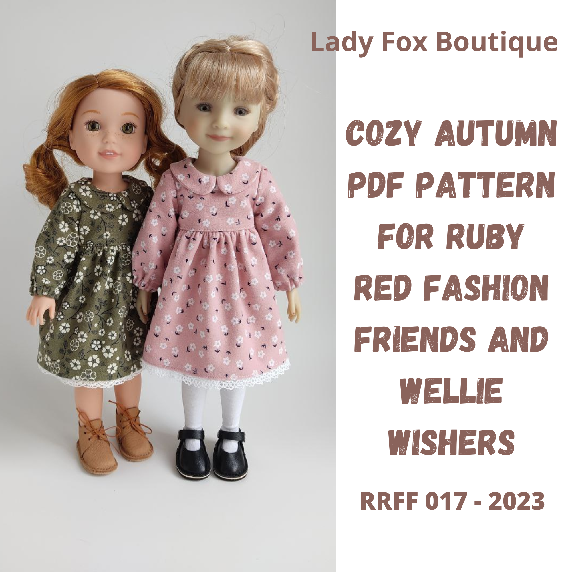 Fall dress pattern for Ruby Red Fashion Friends dolls 15" | Inspire Uplift