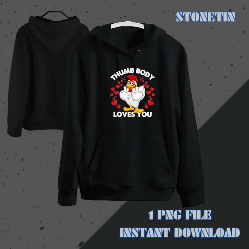Funny Chicken Thumbs Up Valentines Day Thumb Body Loves You | Inspire ...