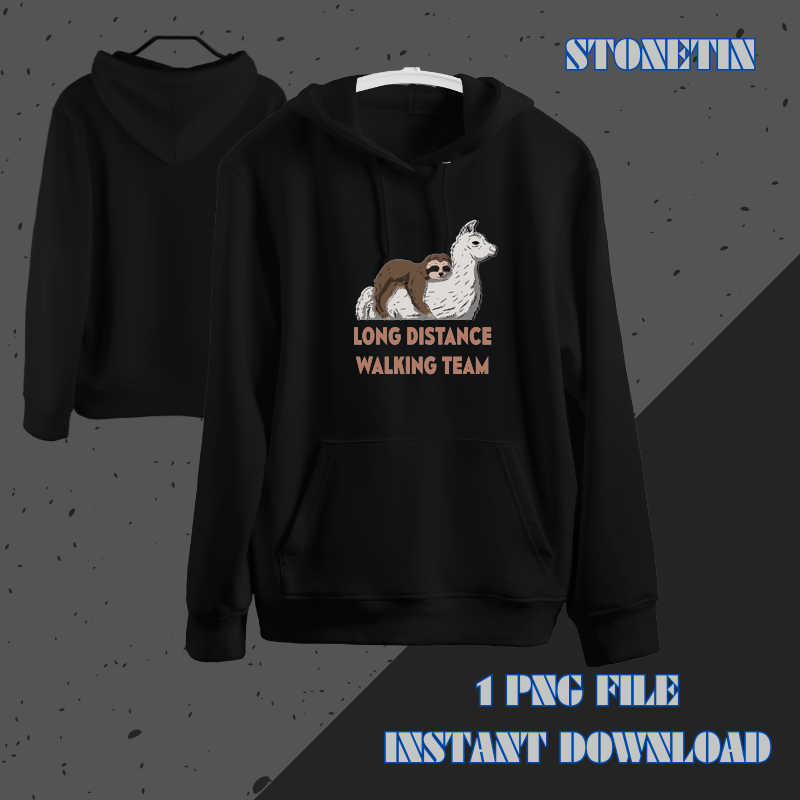 Funny Sloth Long Distance Walking Team With Llama Lazy Cute | Inspire ...