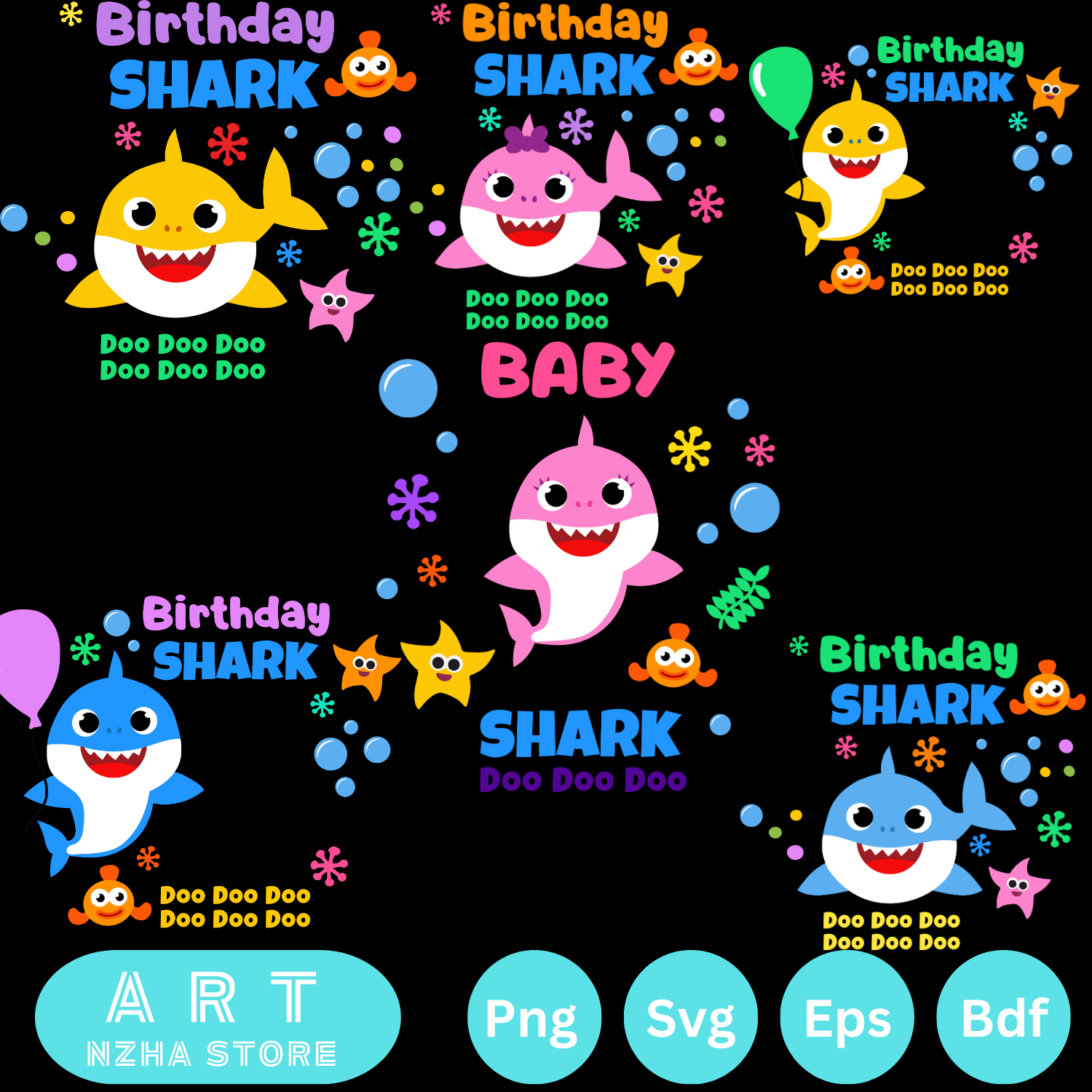 Baby Shark Png Bundle 35 Files, Baby Shark Clipart, Baby Sha | Inspire ...
