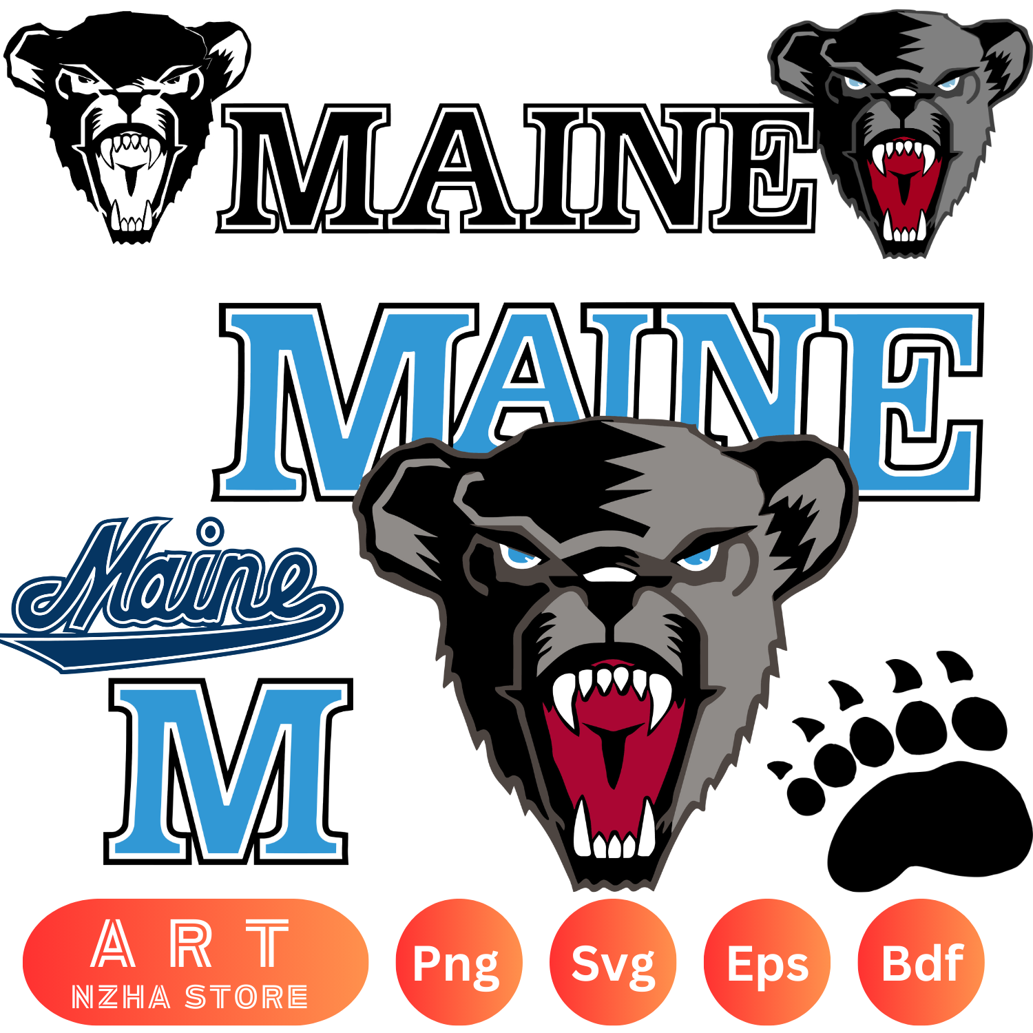 BUNDLE LOGO MAINE BLACK BEARS SVG EPS DXF PNG Maine Black Be | Inspire ...