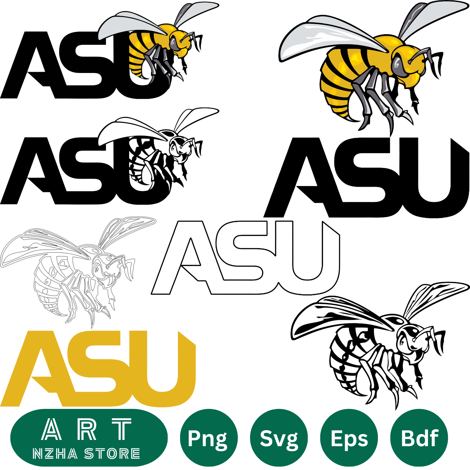 BUNDLE LOGO ALABAMA STATE HORNETS SVG EPS DXF PNG FILE | Inspire Uplift