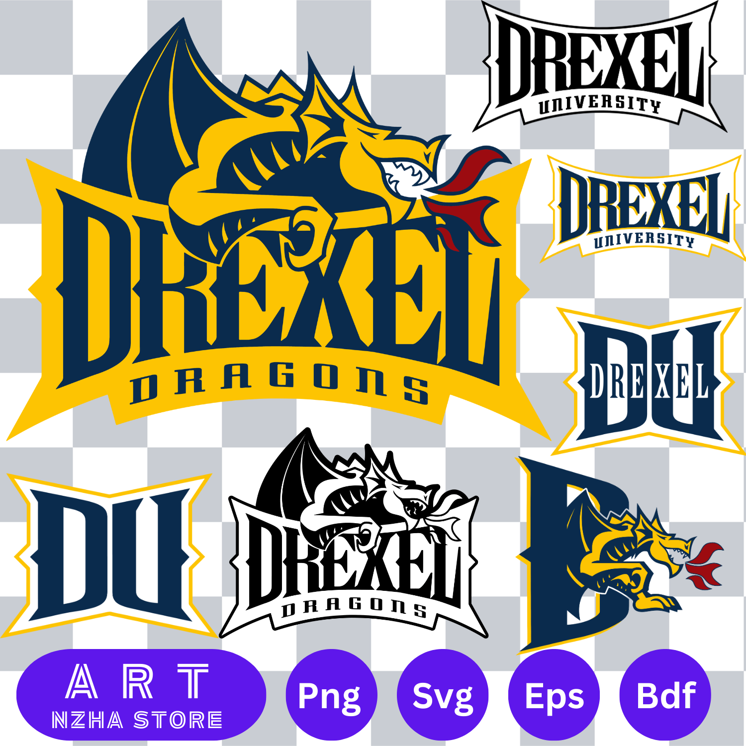 Bundle Logo Drexel Dragons svg eps dxf png file - Inspire Uplift