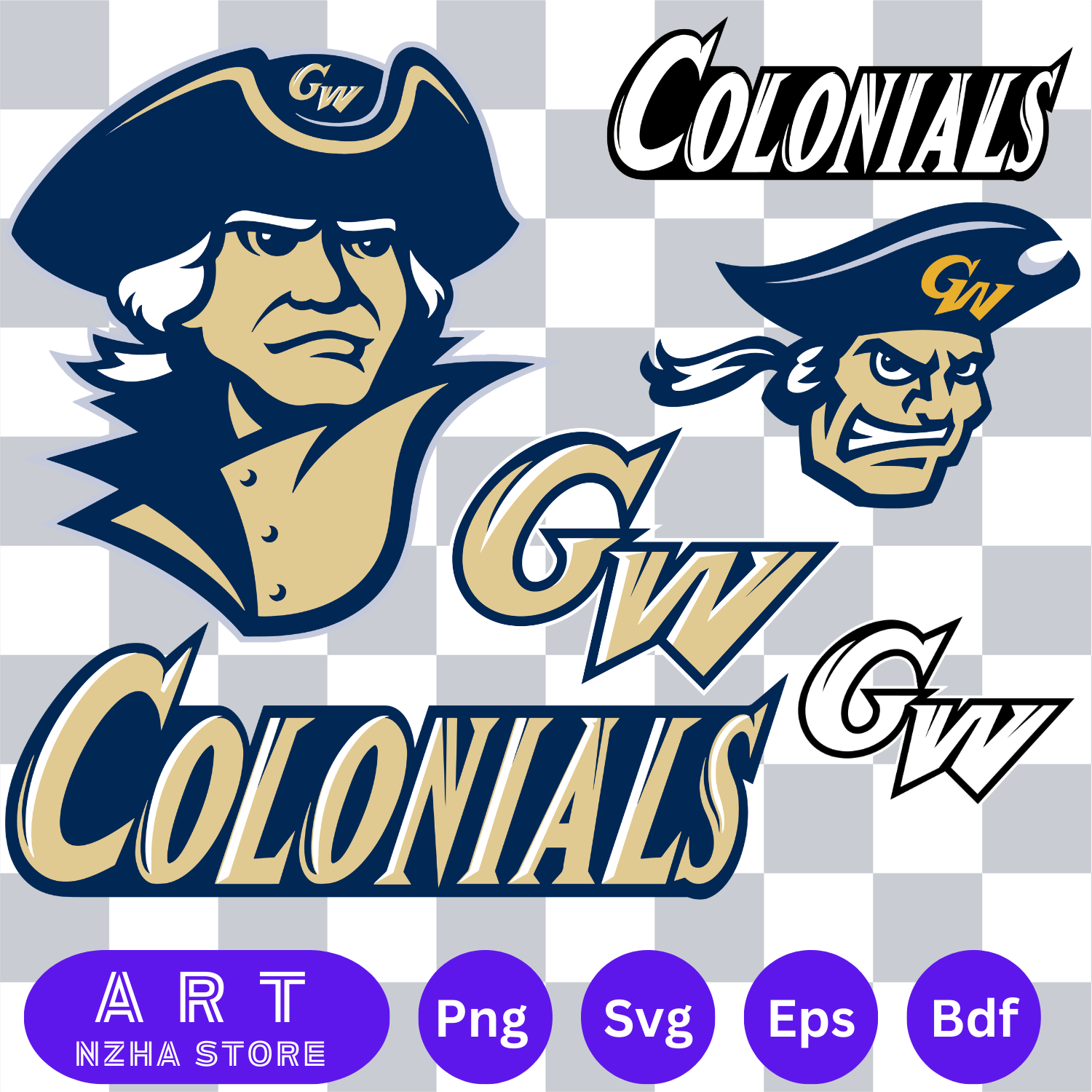 Bundle Logo George Washington Colonials svg eps dxf png file | Inspire ...