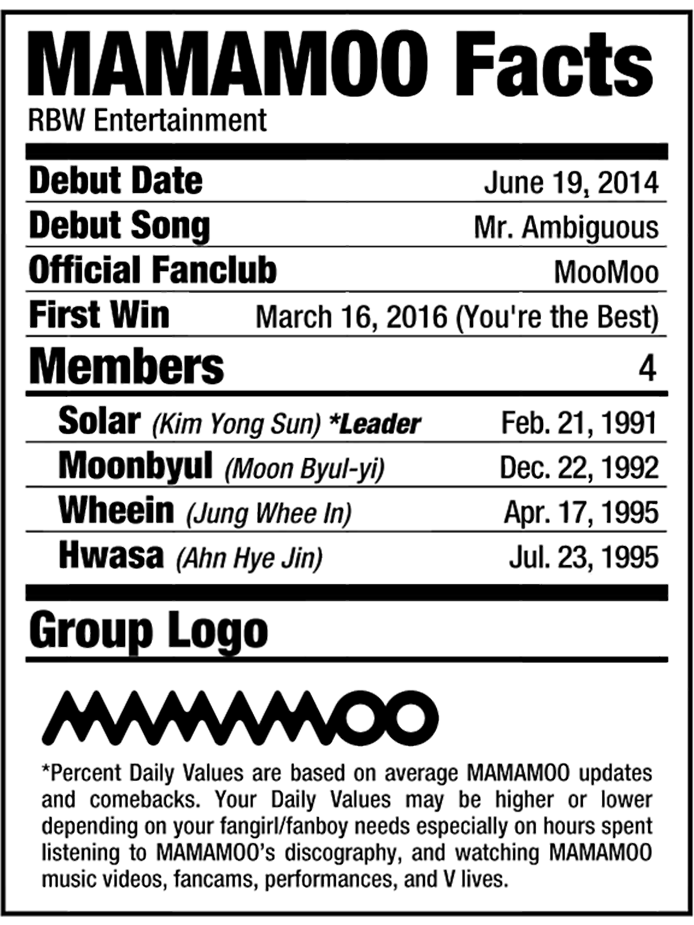MAMAMOO Kpp Nutritional Facts | Inspire Uplift