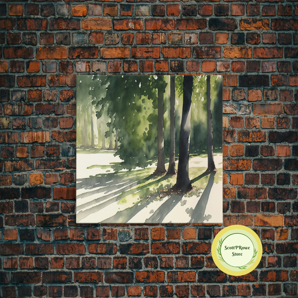 12 O'clock Shadow In A Pine Tree Forest, Framed Canvas Print | Inspire ...
