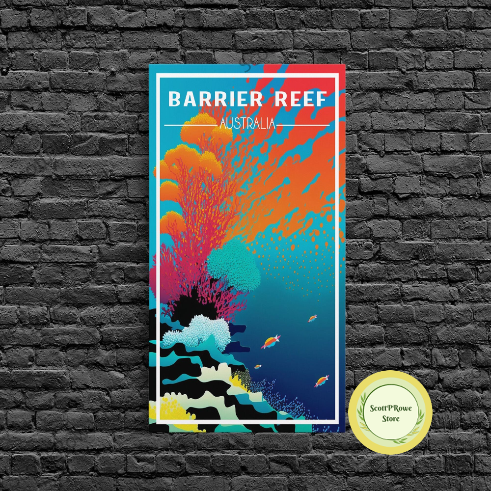 Barrier Reef Art Print, Australia Poster, Queensland Poster, | Inspire ...