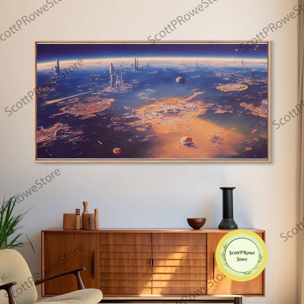 Birch Tree Forest At Night, Starry Night Sky, Framed Canvas - Inspire ...