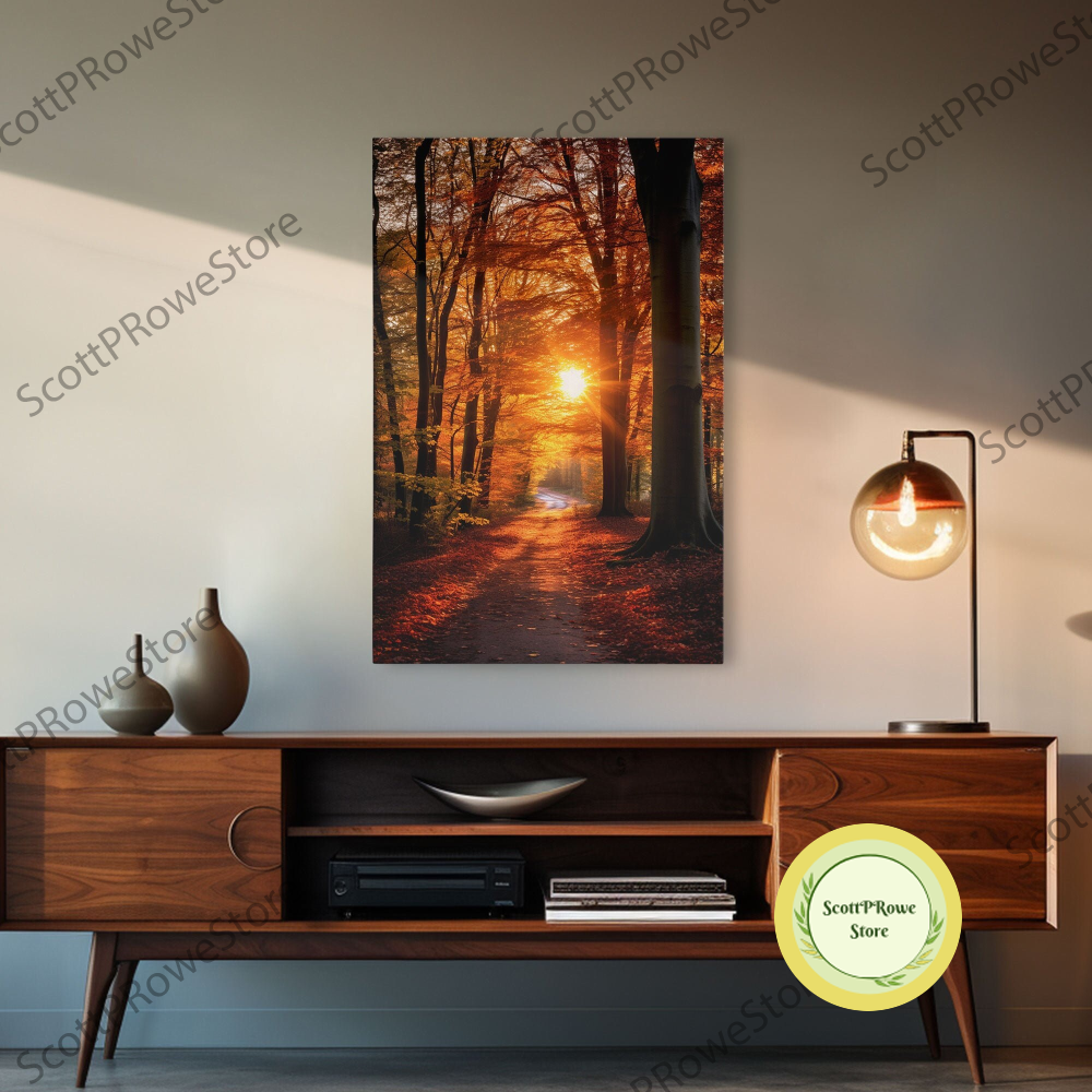 Fall Decor Framed Canvas Print Trees With Falling Leaves Fal | Inspire ...
