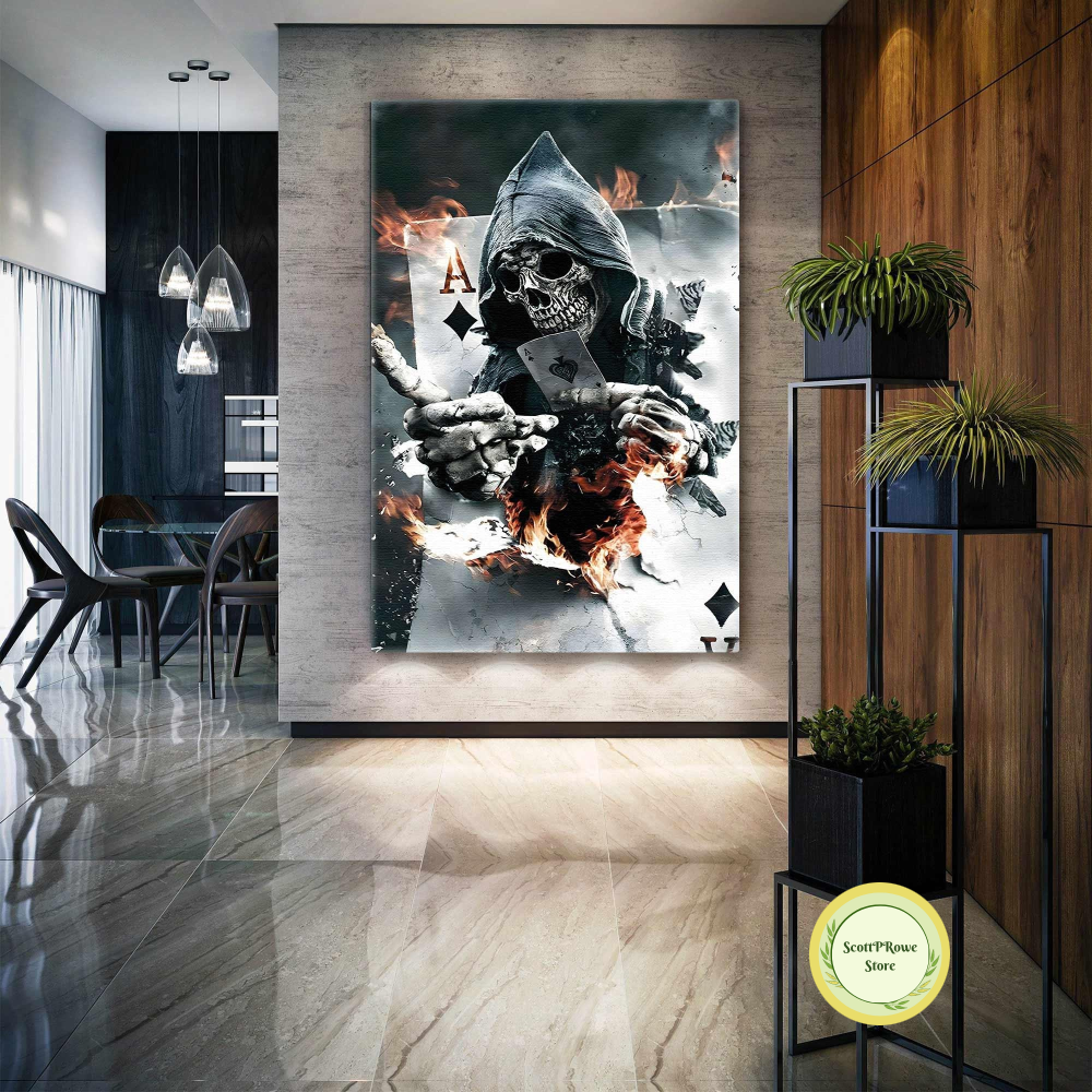 The Skeleton Coming Out Of The Ace Card Roll Up Canvas, Stre - Inspire ...