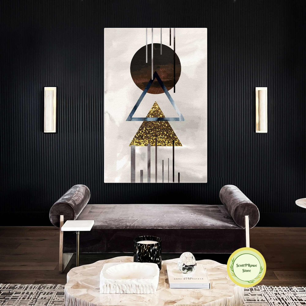 Triangle Wall Art, Gold Detail Canvas Art, Modern Wall Decor | Inspire ...