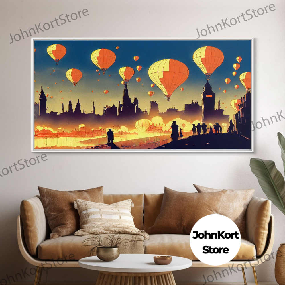 Flight Of The Balloons, Hot Air Balloon Armada, Framed Canva | Inspire ...