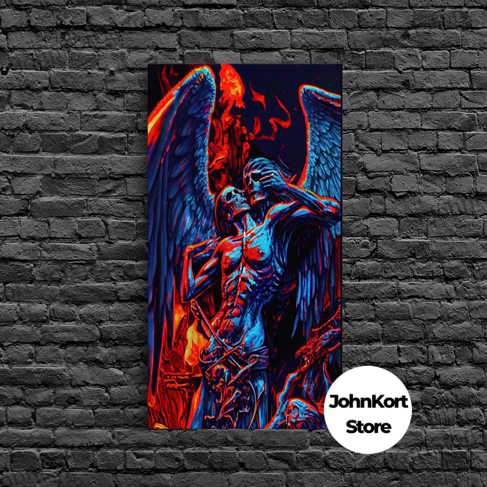 Gothic Angel, Horror Decor, Framed Canvas Print, Fallen Ange - Inspire ...