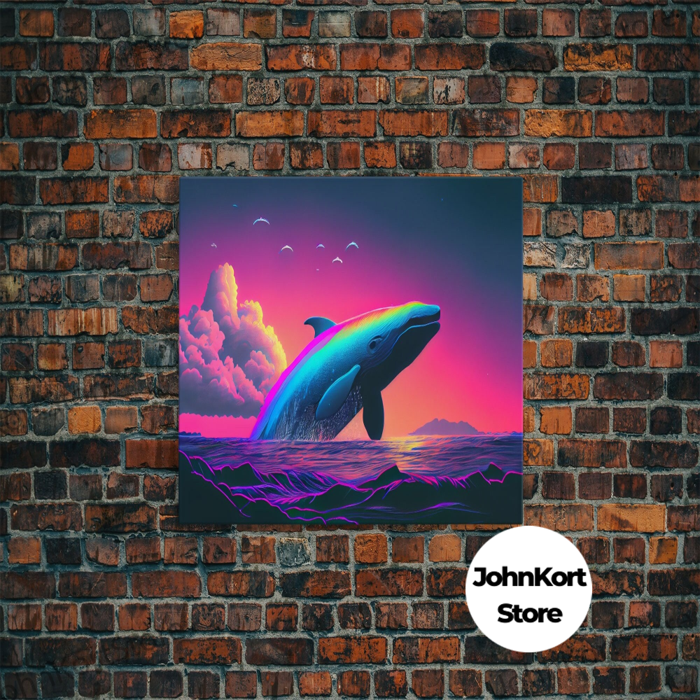 Humpback Whale Breaching A Rainbow, Vaporwave Art, Synthwave - Inspire ...
