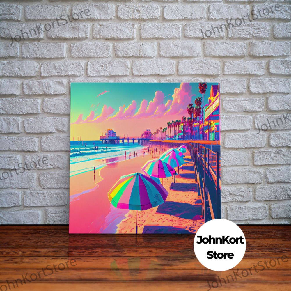 Neon Pastel Wall Art, Vaporwave Aesthetic Boardwalk, Neon Be | Inspire ...