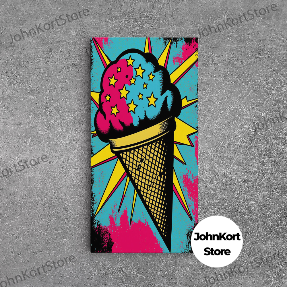 Pop Art Ice Cream, Psychedelic Ice Cream Cone, Framed Canvas | Inspire ...