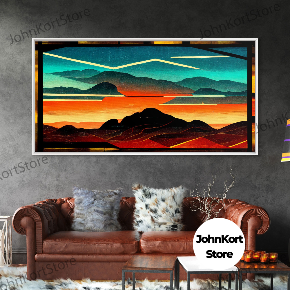 Pueblo Style Art Deco Sunset Canvas Print, Outrun, Colorful - Inspire ...