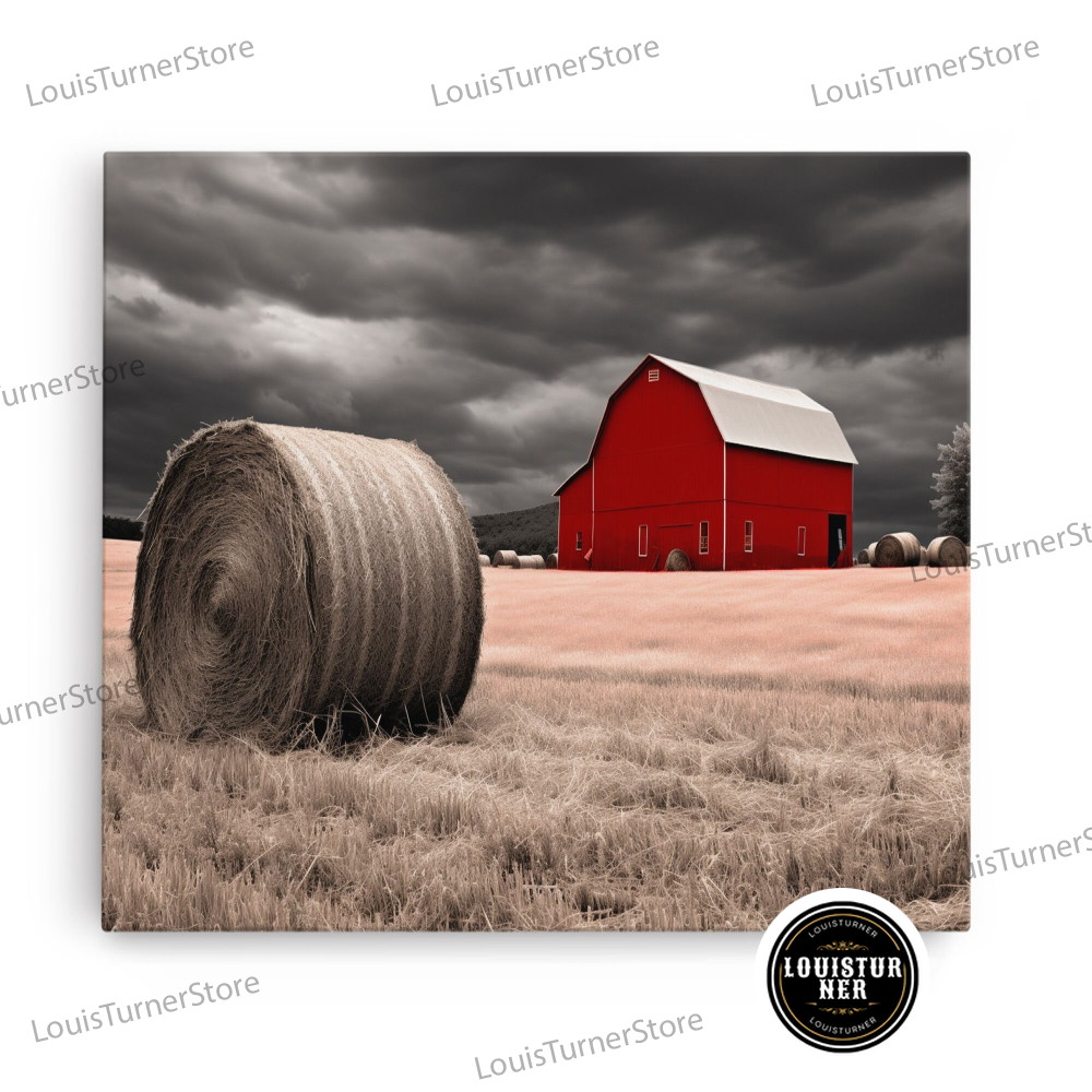 Framed Canvas Ready To Hang, Liminal Spaces, Red Barn Under | Inspire ...