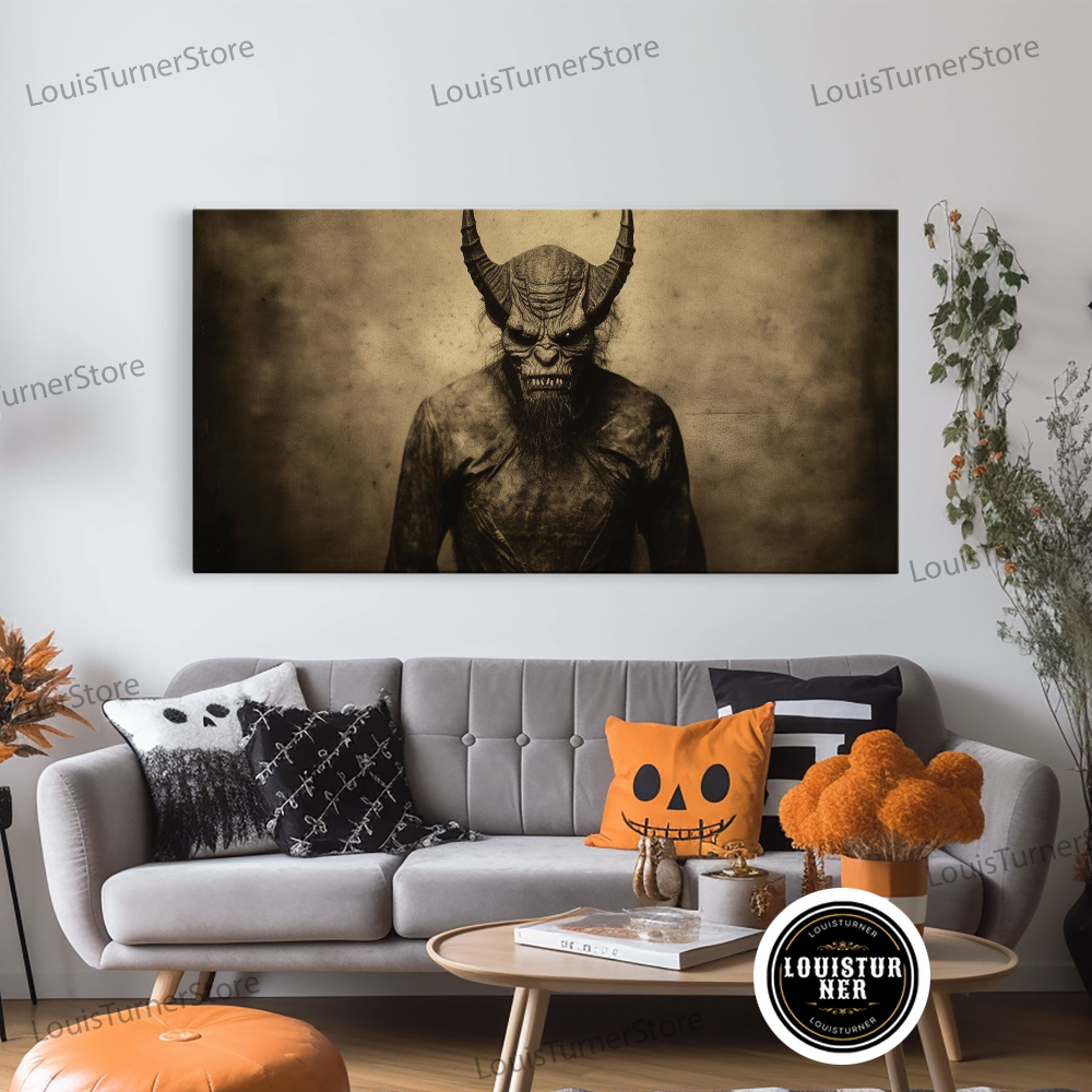 Framed Canvas Ready To Hang, Photograph Of A Demon, Creepy H - Inspire ...