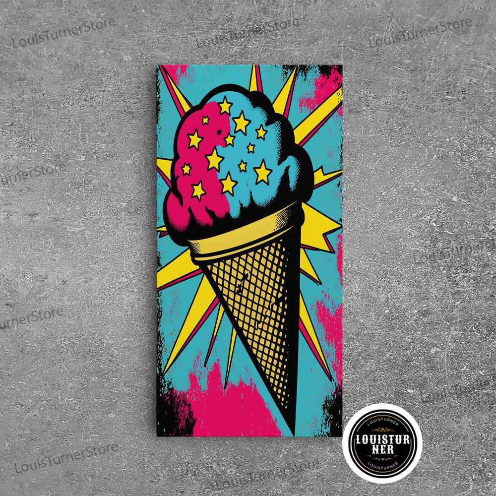 Framed Canvas Ready To Hang, Pop Art Ice Cream, Psychedelic | Inspire ...