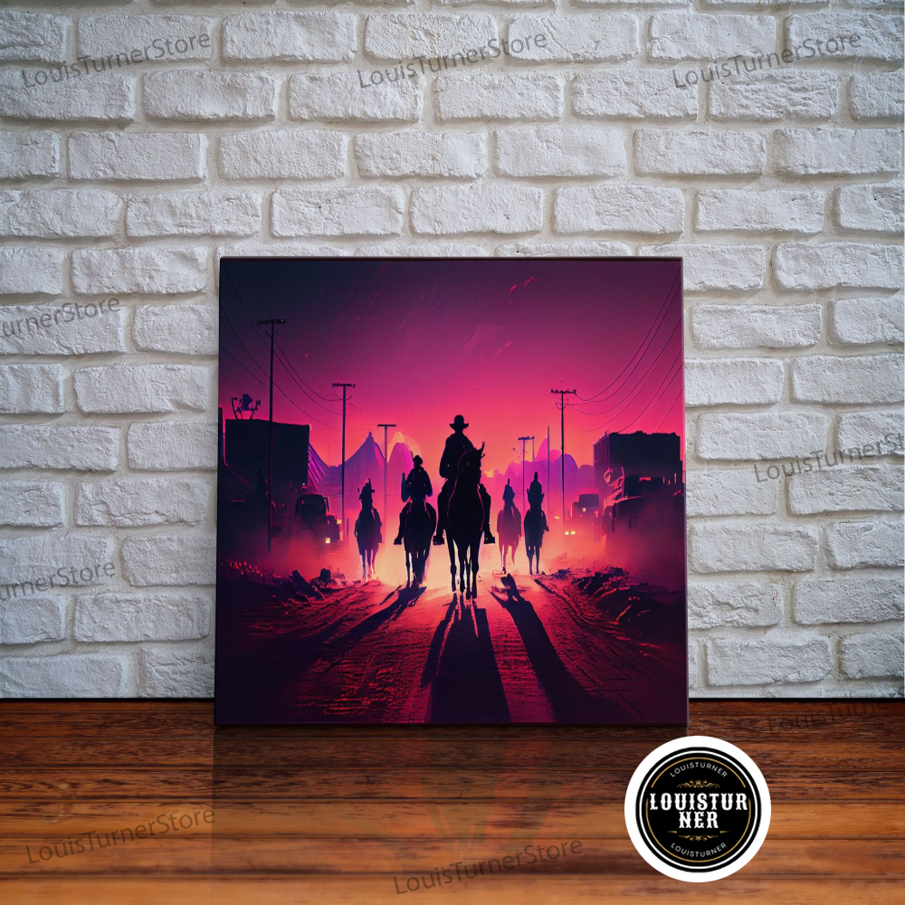 Framed Canvas Ready To Hang, Retro Synthwave Style Post-Apoc | Inspire ...