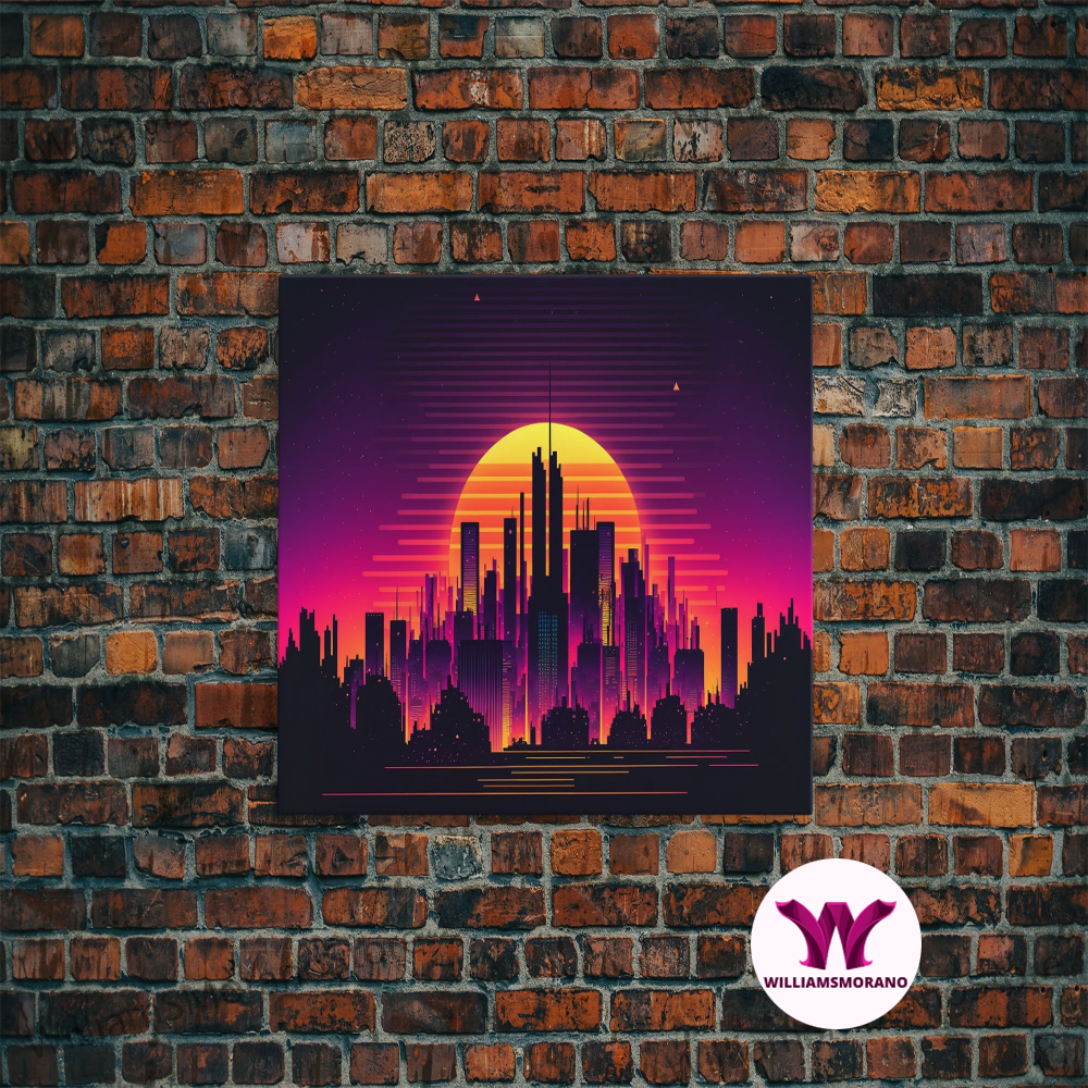 Decorative Wall Art, Outrun Style Futuristic Cyberpunk City | Inspire ...