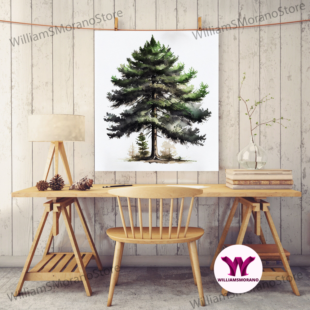 Decorative Wall Art, Pine Trees Print, Watercolor Trees, Wat - Inspire ...