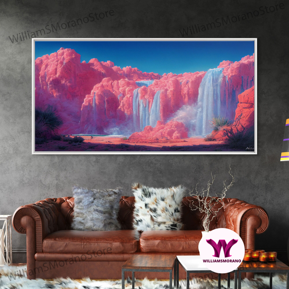 Decorative Wall Art, Psychedelic Pink Waterfall Art, Wall De - Inspire ...