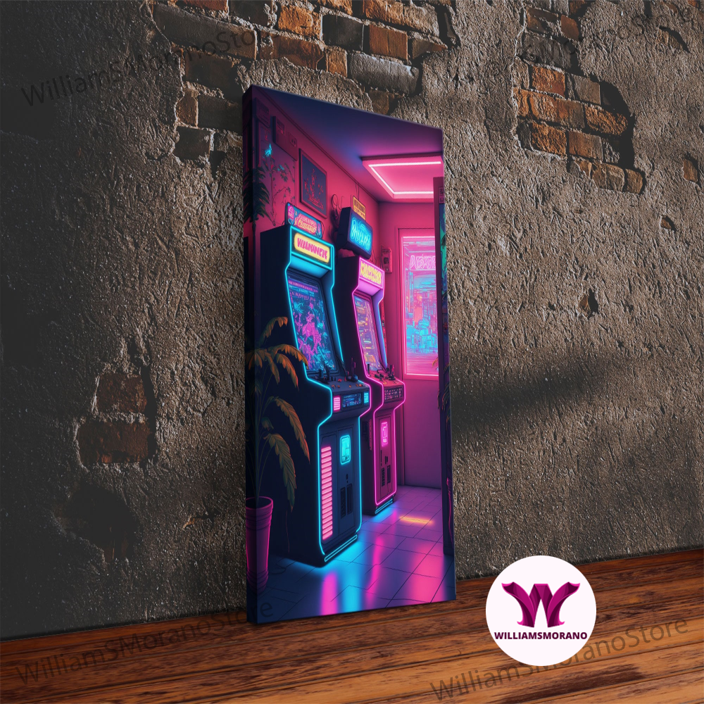 Decorative Wall Art, Retrowave Arcade Room, Neon Gamer Art, | Inspire ...