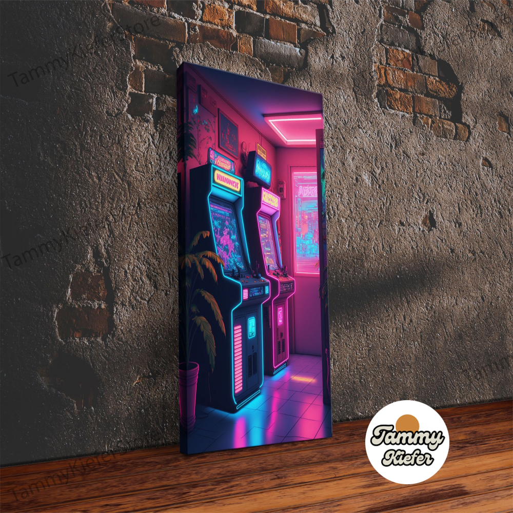 High Quality Decorative Wall Art, Retrowave Arcade Room, Neo - Inspire ...