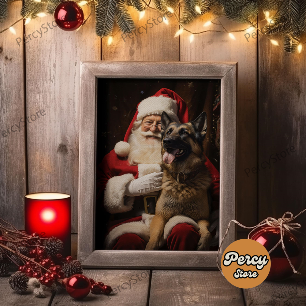 Santa Claus And His Belgian Malinois, Christmas Wall Art, Do | Inspire ...