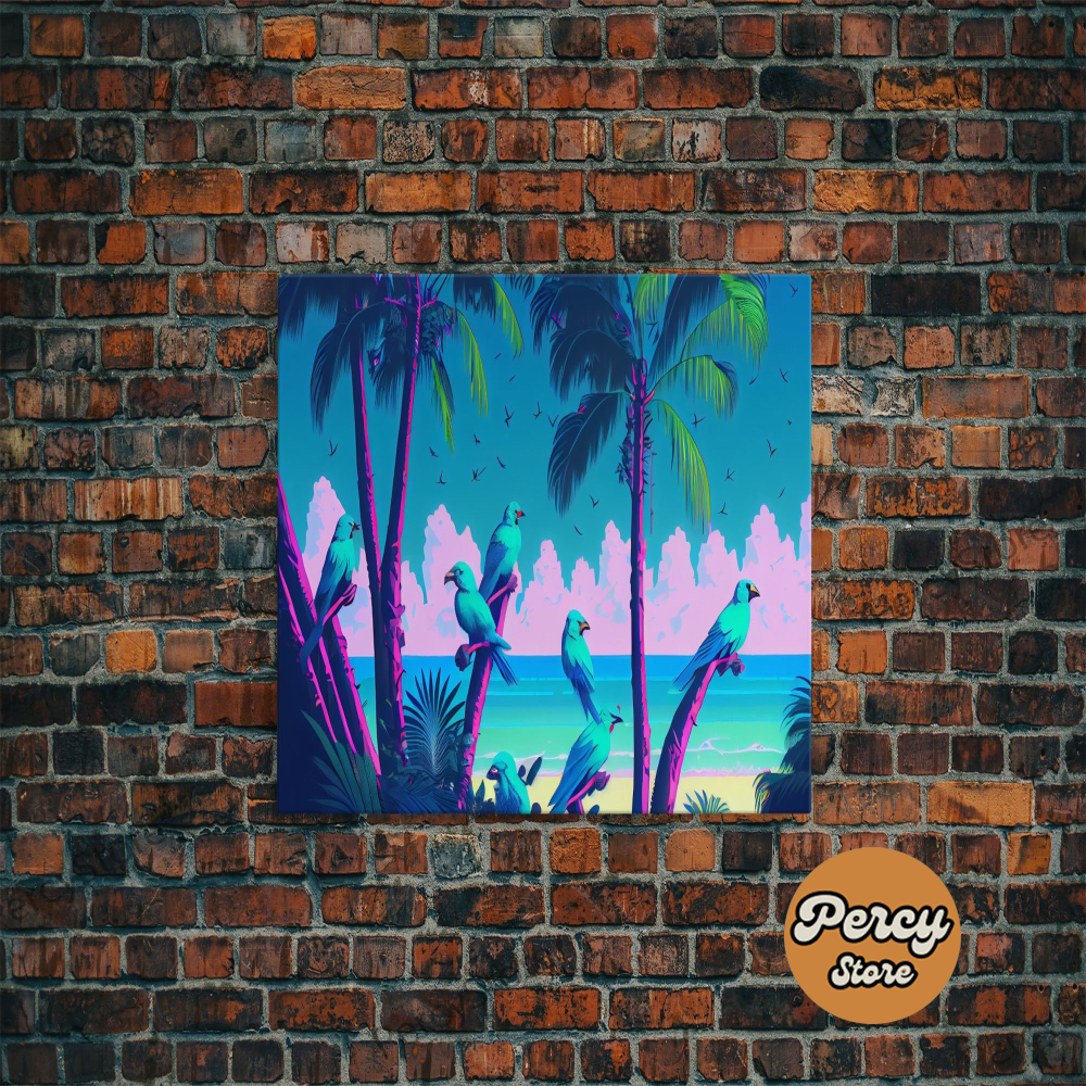Tropical Birds Of Paradise, Synthwave, Vaporwave Wall Art, F | Inspire ...