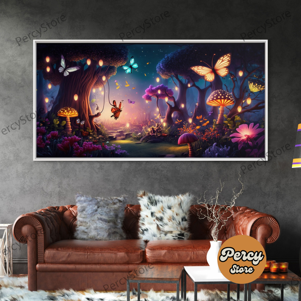 Vibrant Fantasy Forest Wall Art, The Forest Floor, Biolumine - Inspire ...