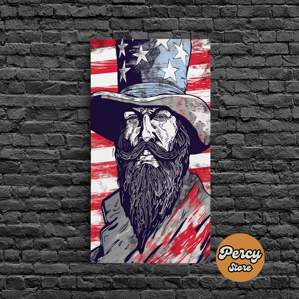 Wild West Uncle Sam Portrait, Patriotic Art, Framed Canvas P - Inspire ...