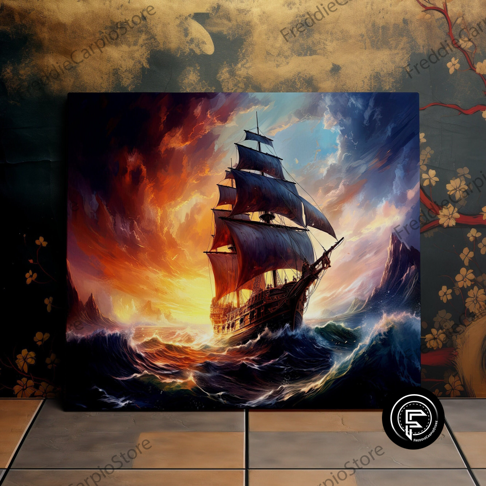 Sailing the High Seas, Galleon Sailing During a Storm, Nauti | Inspire ...