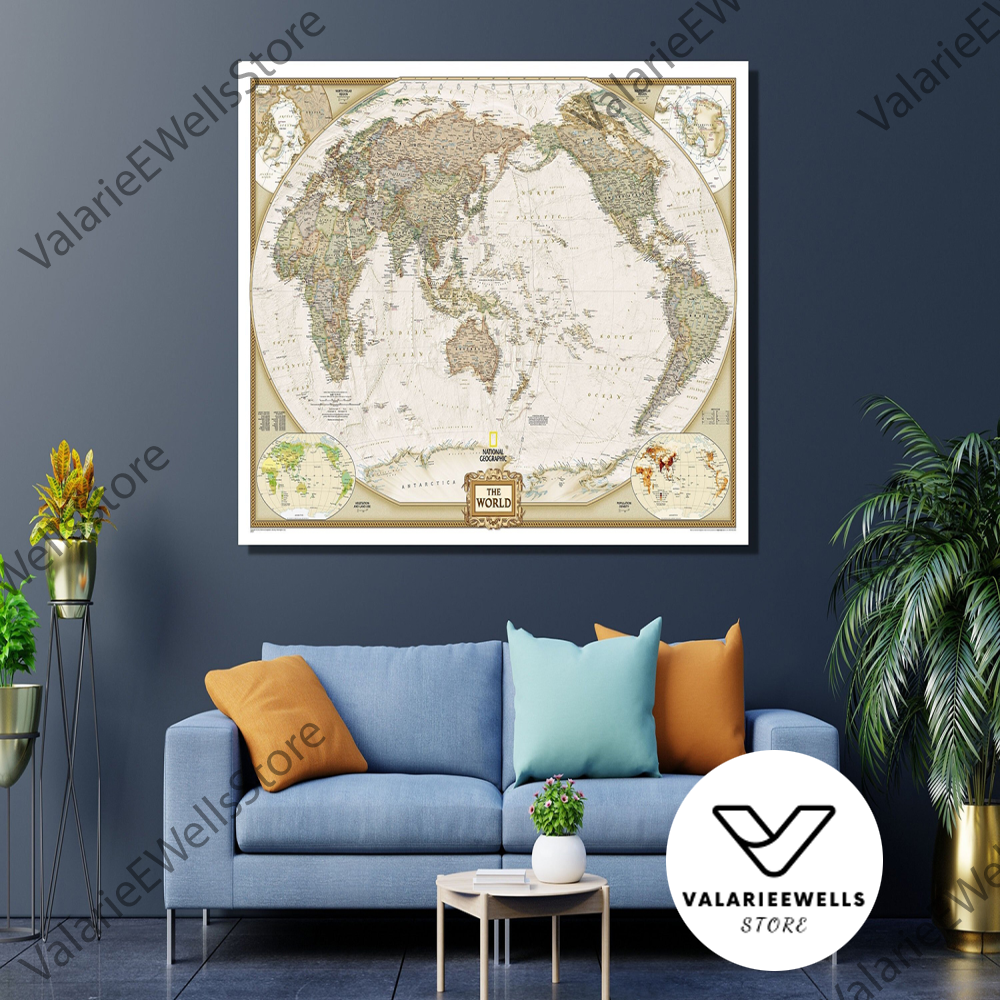Decorative Wall Art, World Map Poster Print, World Vintage M | Inspire ...