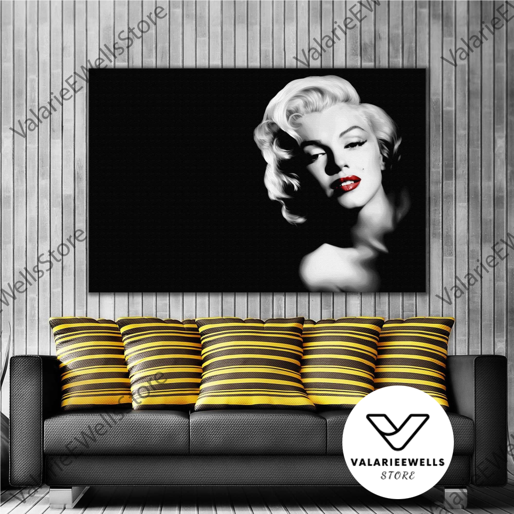 Marilyn Monroe Woman With Red Lipstick Black White Nostalgia - Inspire ...