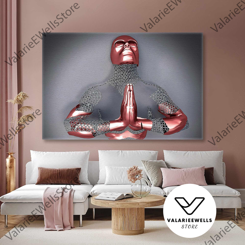 Praying Metal Man With Rose Gold Detail Roll Up Canvas, Stre - Inspire ...