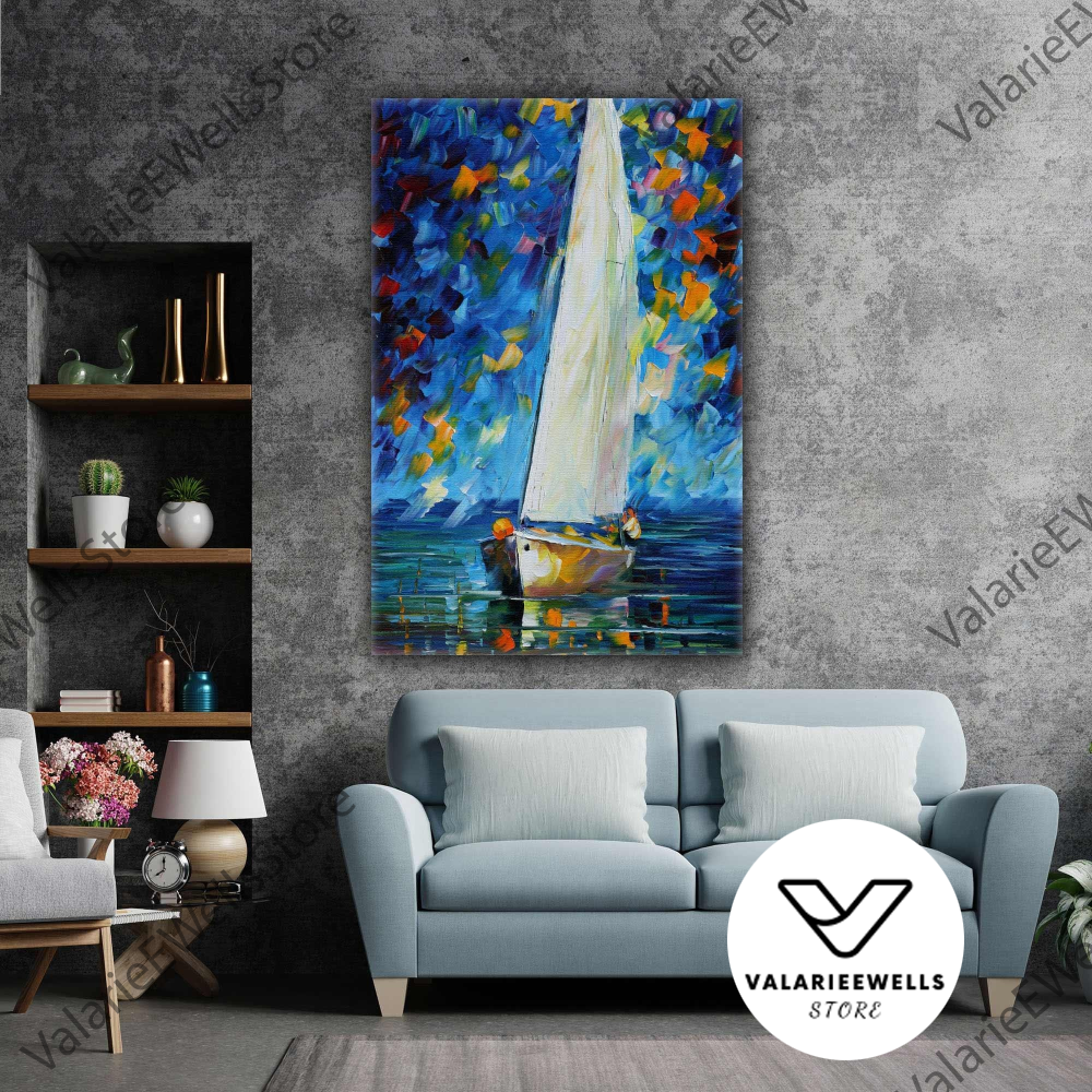 Sailing Boat Oil Painting Effect Colorful Landscape Sea Roll | Inspire ...